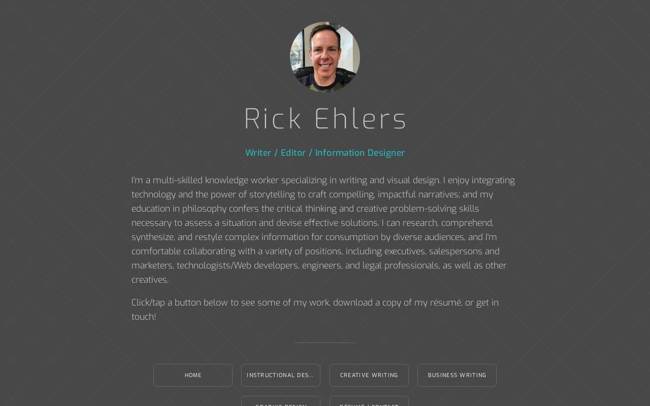 Rick Ehlers - Writer / Editor / Information Designer